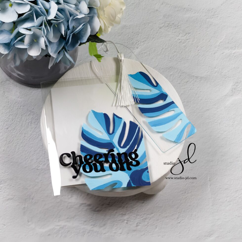 Blue Monstera Leaf: Card & Bookmark - Studio JD